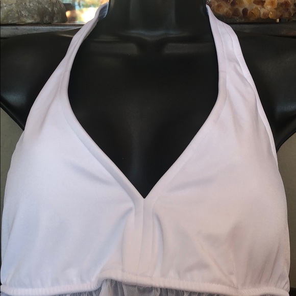 VENUS | Swim | White Halter With Sheer Bottom Coverage Tankini | Poshmark